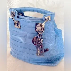Versace | Bags | Vintage Versace Crocodile Embossed Pale Blue Mini Tote ...